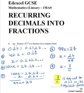Express 0.27 As a Fraction In Its Simplest Form | GCSE Maths